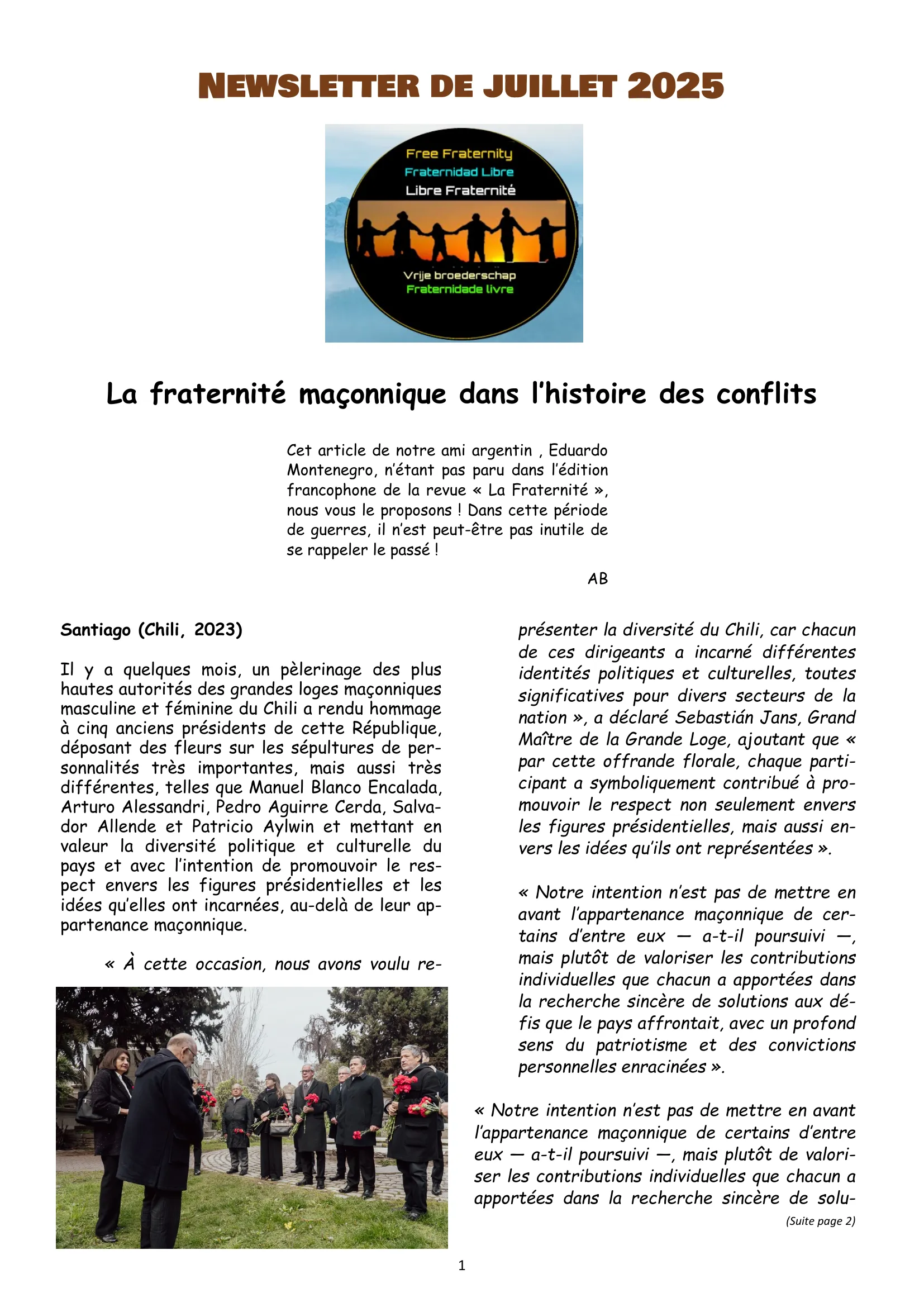 LA NEWSLETTER IDEAL MACONNIQUE -LA FRATERNITE MACONNIQUE DANS L ...